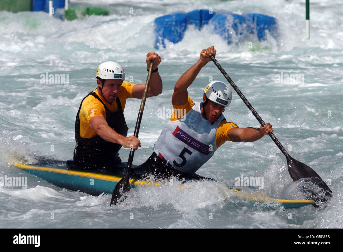 Canoeing - Athens Olympic Games 2004 - Kayak Slalom Racing Stock Photo ...