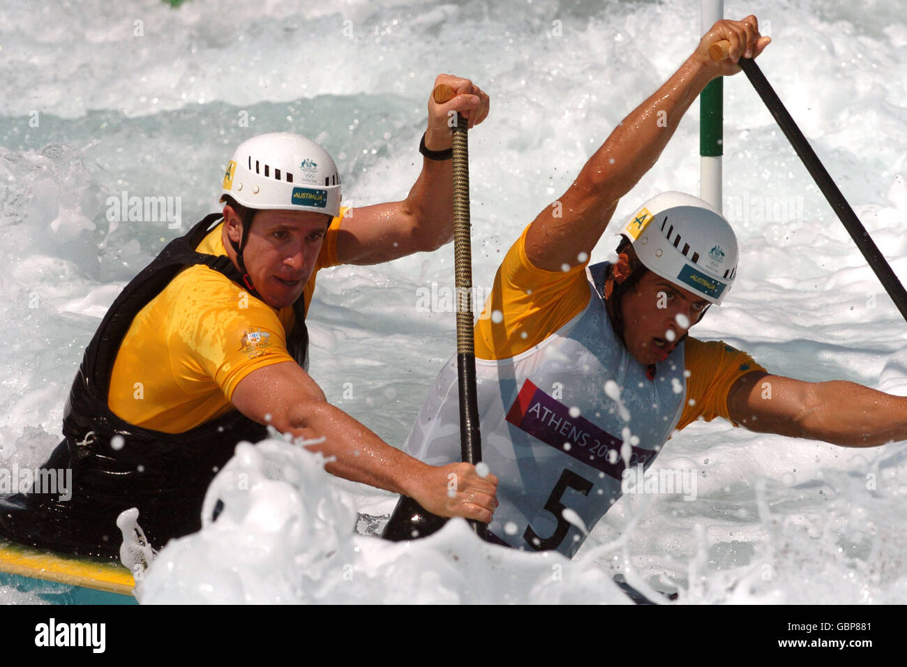 Canoeing - Athens Olympic Games 2004 - Kayak Slalom Racing Stock Photo ...