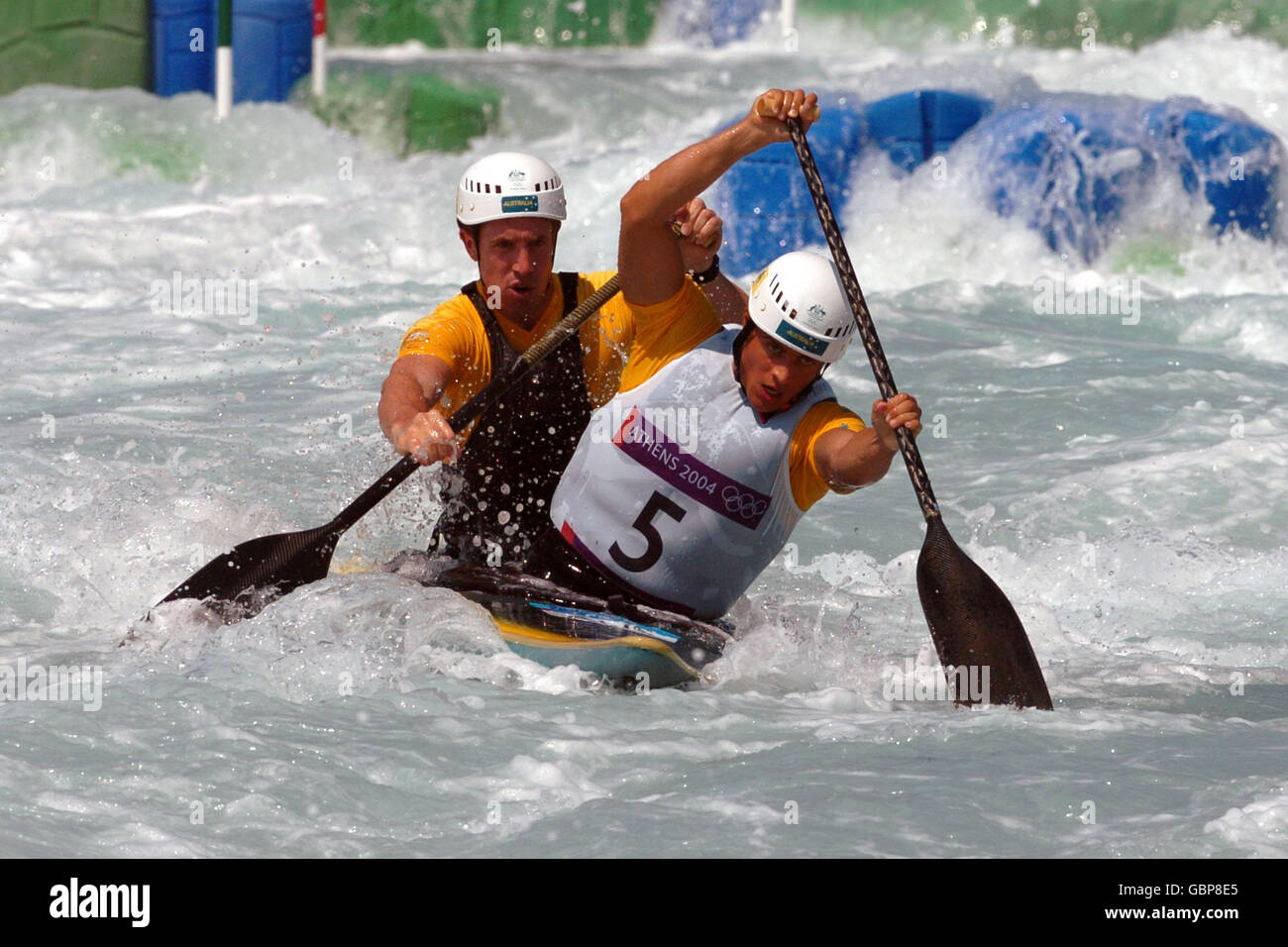 Canoeing - Athens Olympic Games 2004 - Kayak Slalom Racing Stock Photo ...