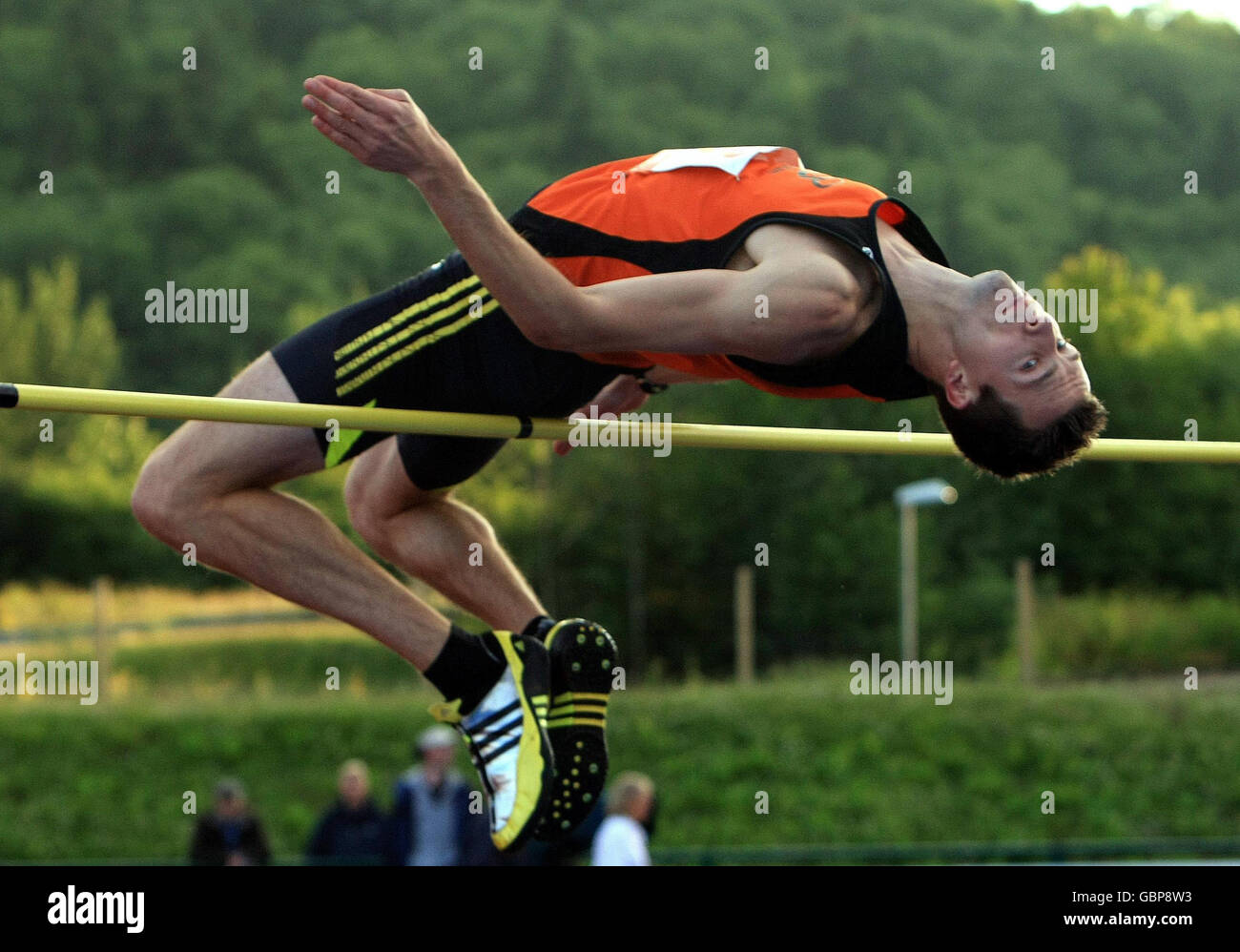 Athletics Full Length High Jump Mid Air High Resolution Stock ...