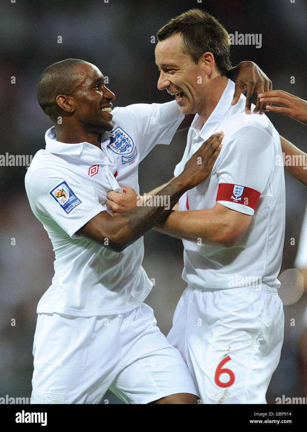 England's Jermain Defoe (left) celebrates scoring their fifth goal with ...