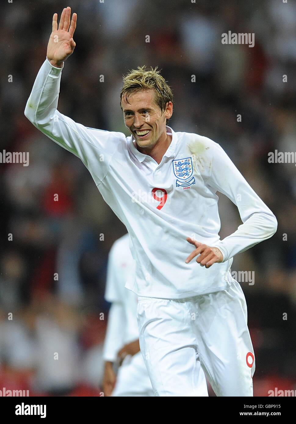 England's Peter Crouch celebrates scoring their sixth goal Stock Photo ...