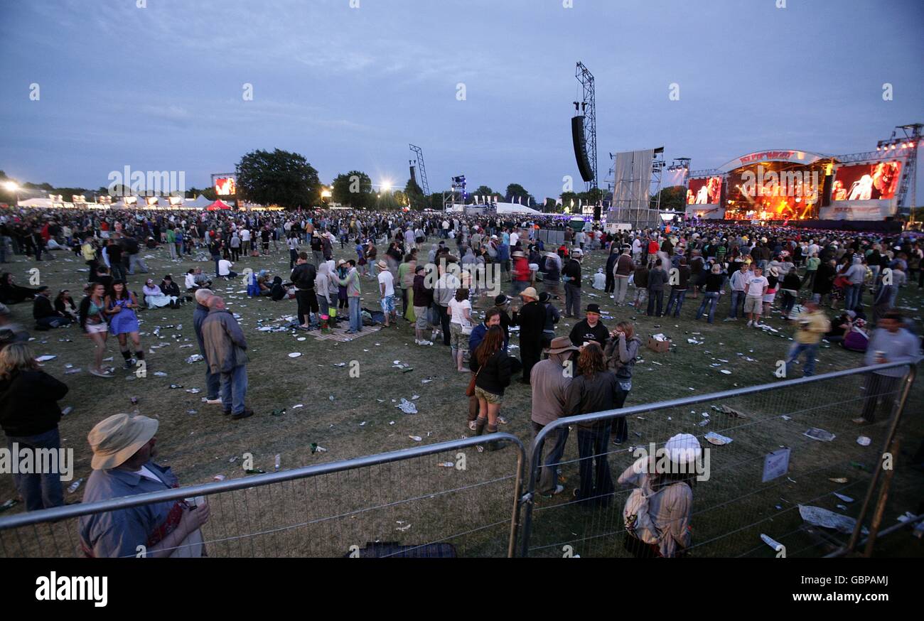 A general view the sparse crowd as Neil Young performs during the Isle ...