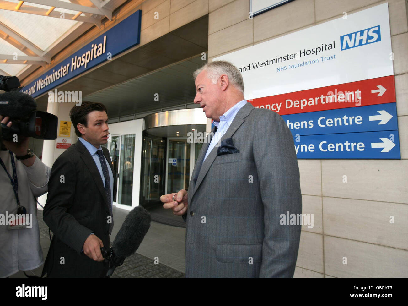 Mark Thatcher talks to Sky News reporter Mark Stone outside Chelsea and ...