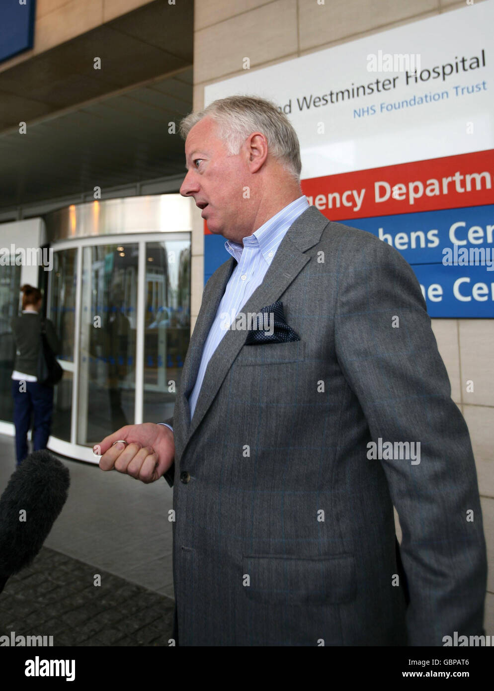 Mark Thatcher talks to Sky News reporter Mark Stone outside Chelsea and ...