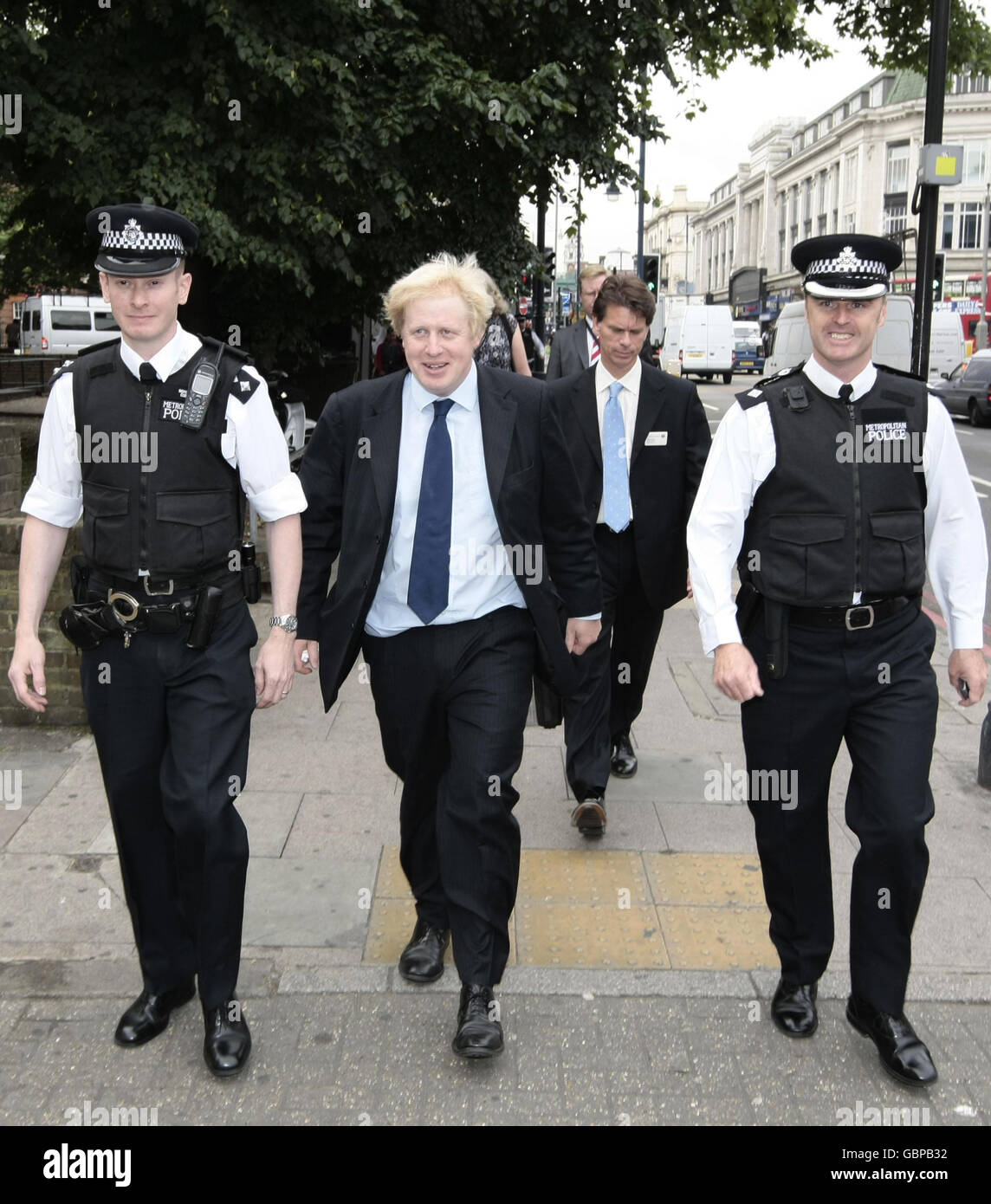 London Mayor Boris Johnson visits Brixton with Inspector Simon Corbin ...