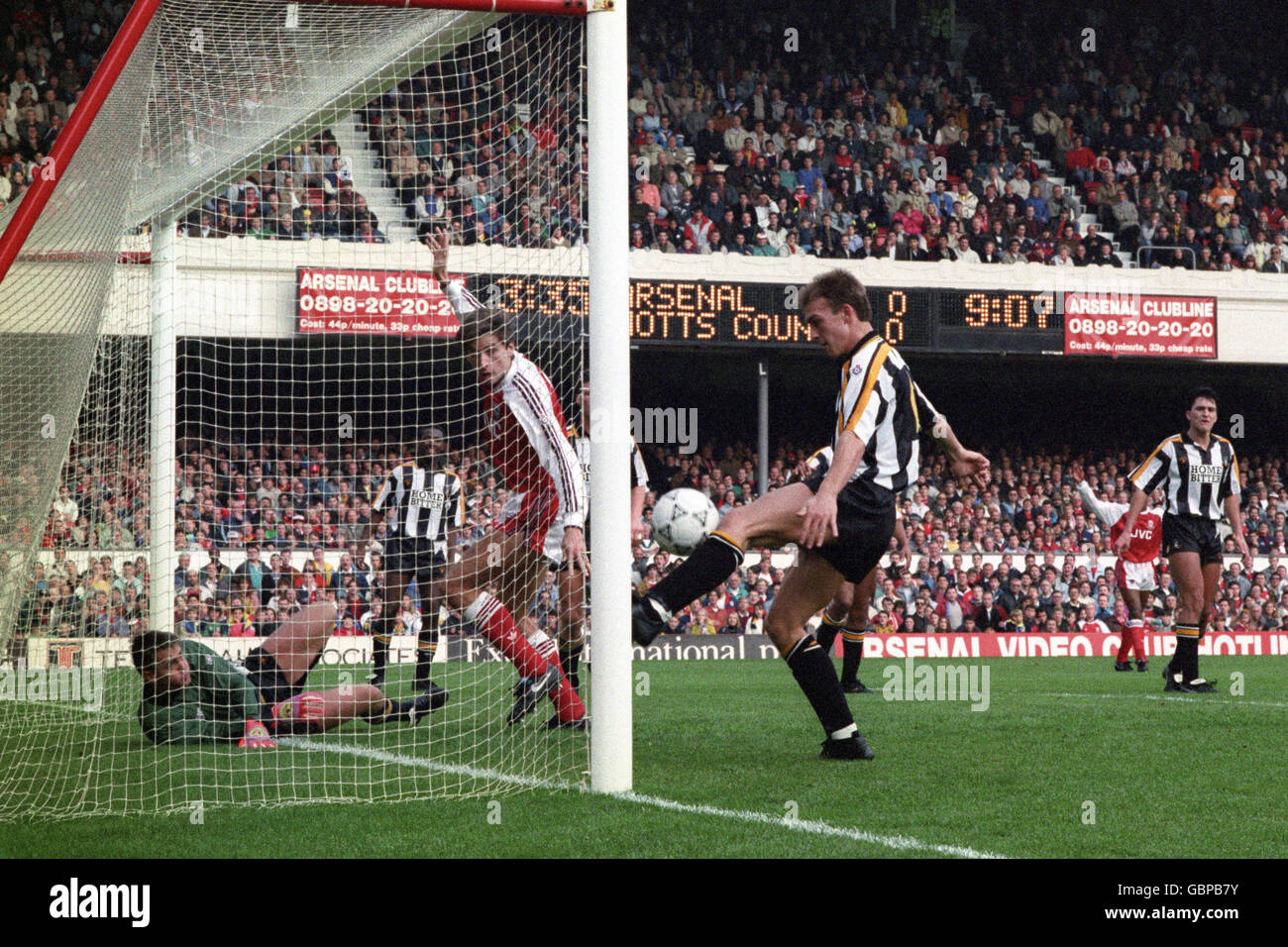 Notts County's Mark Draper clears the ball away from the goal line ...