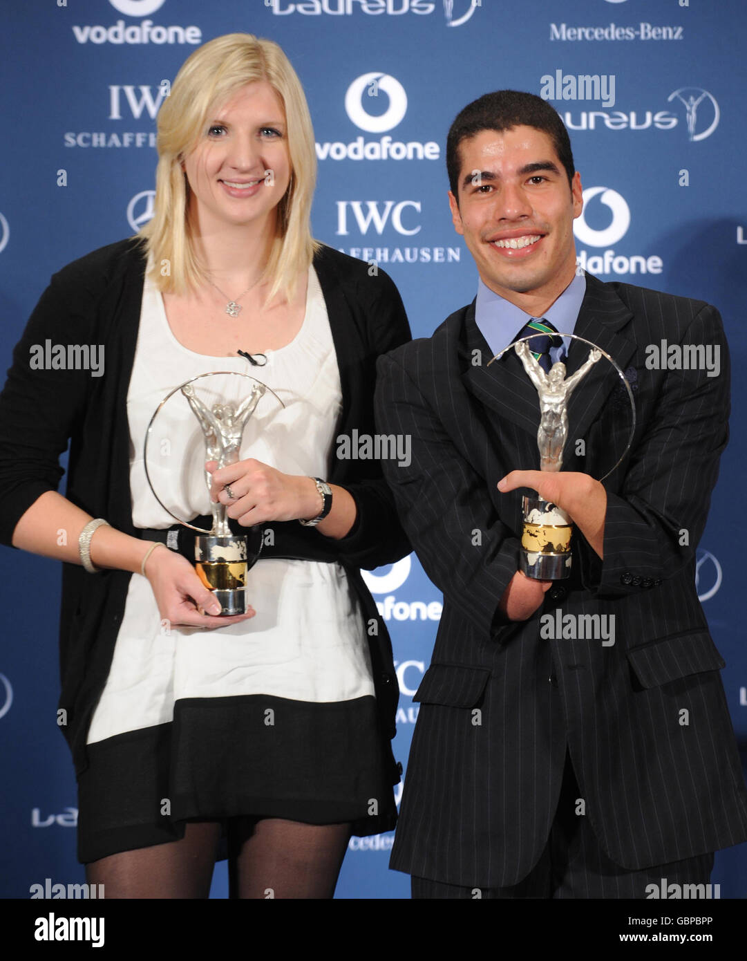 Olympic gold medal winning swimmer Rebecca Adlington with her Laureus ...
