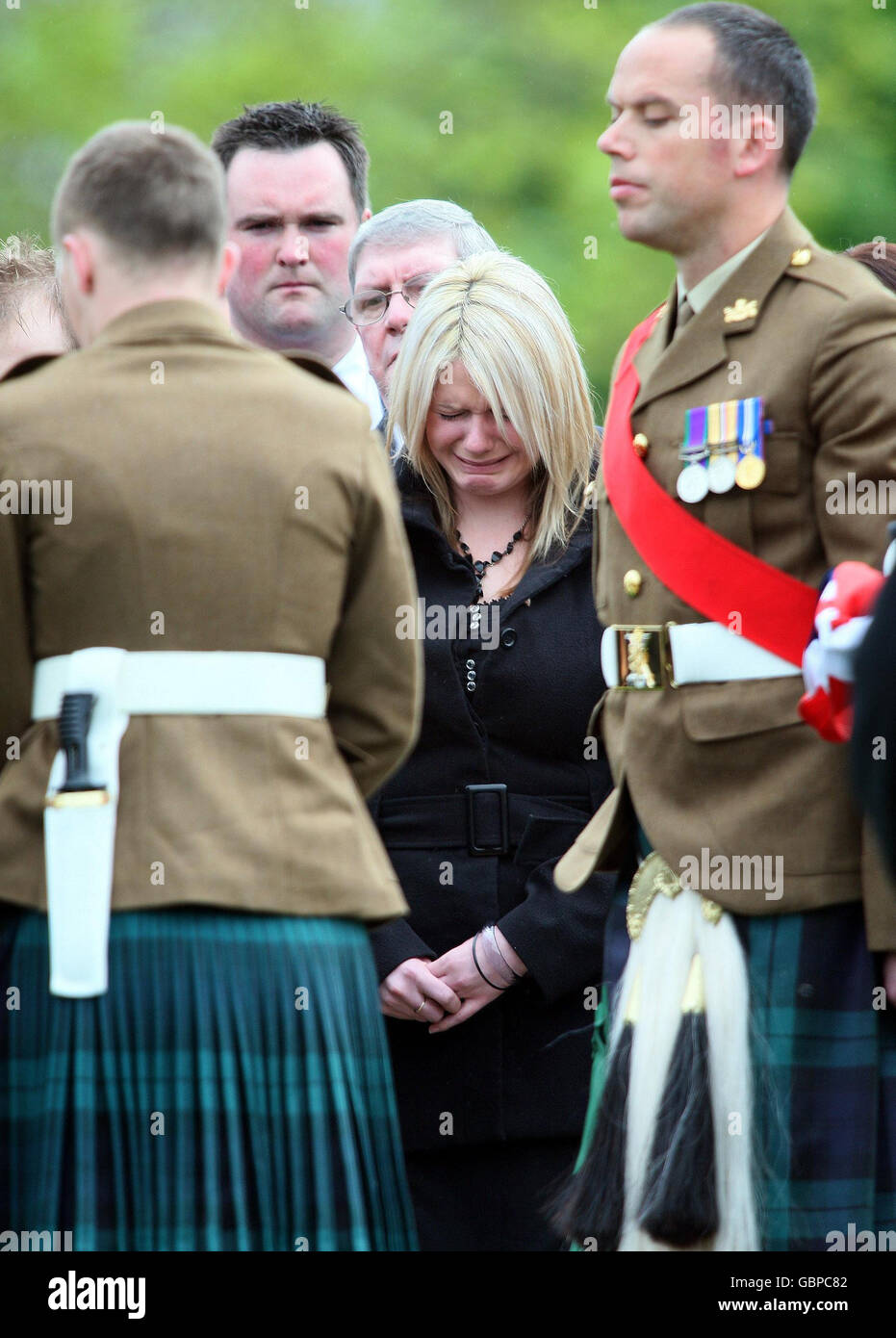 Wife Amanda Binnie during the burial of husband Cpl Sean Binnie, 22, of ...