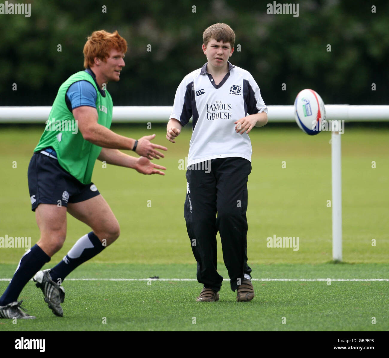 Scotland's Roddy Grant (left) takes part in the training session with ...