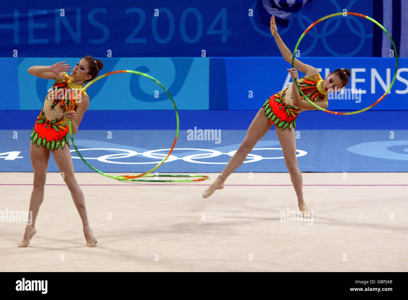 The Brazil team during the hoop and ball section of the competition ...