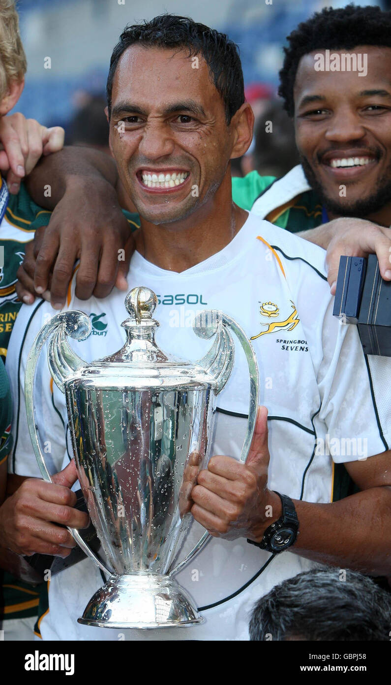South African Coach Paul Treu celebrate after winning the trophy during ...