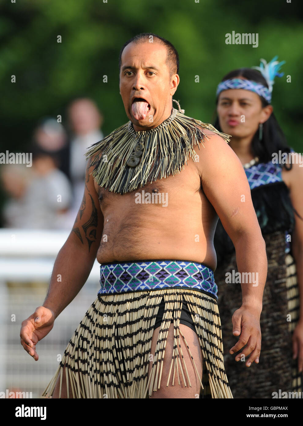 A traditional Haka is performed as part of the festivities Stock Photo ...