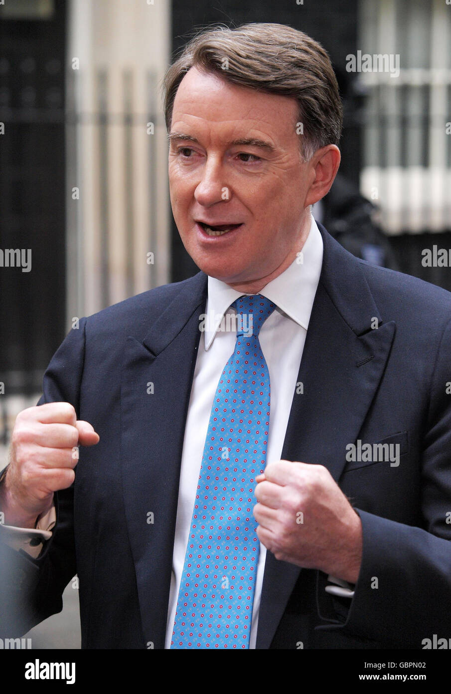Lord mandelson media outside 10 downing street about governments ...