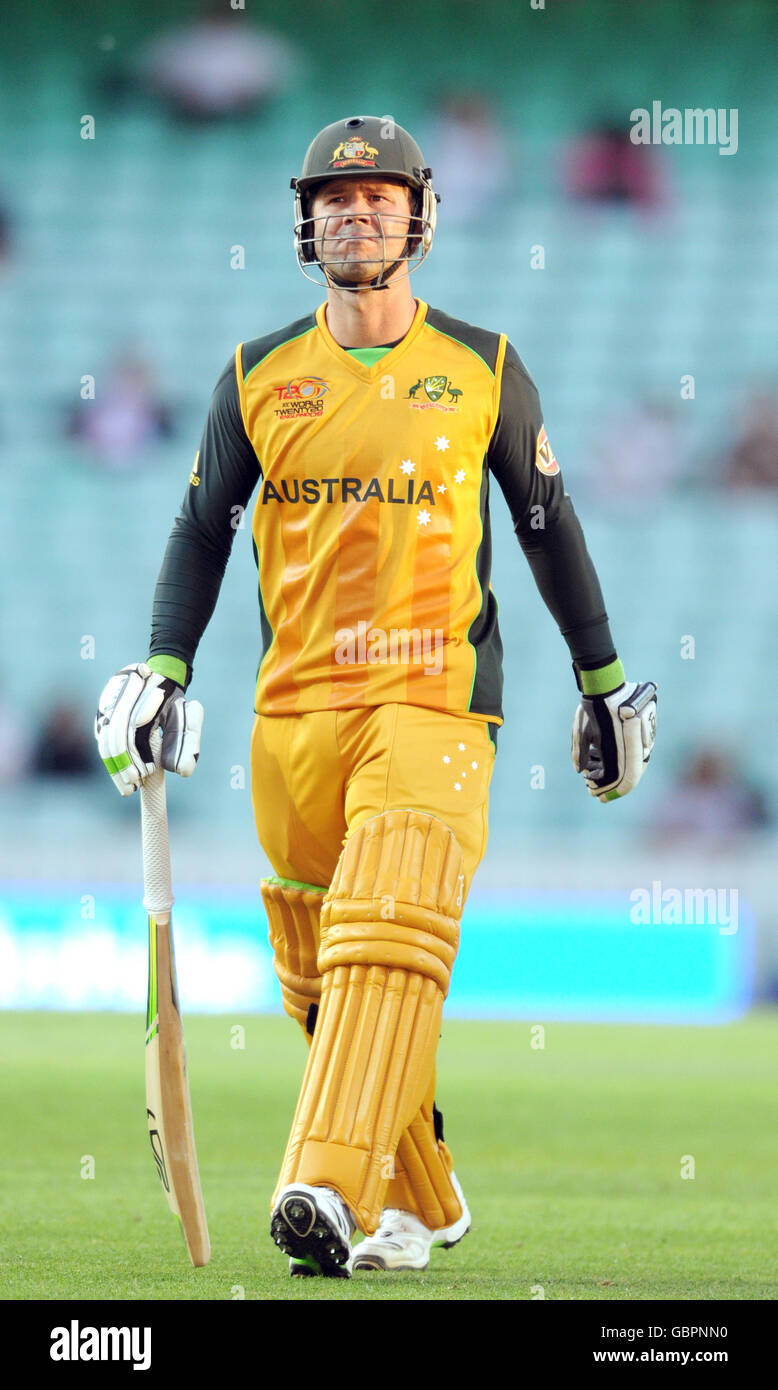 Australia's Ricky Ponting leaves the field after being caught out by ...