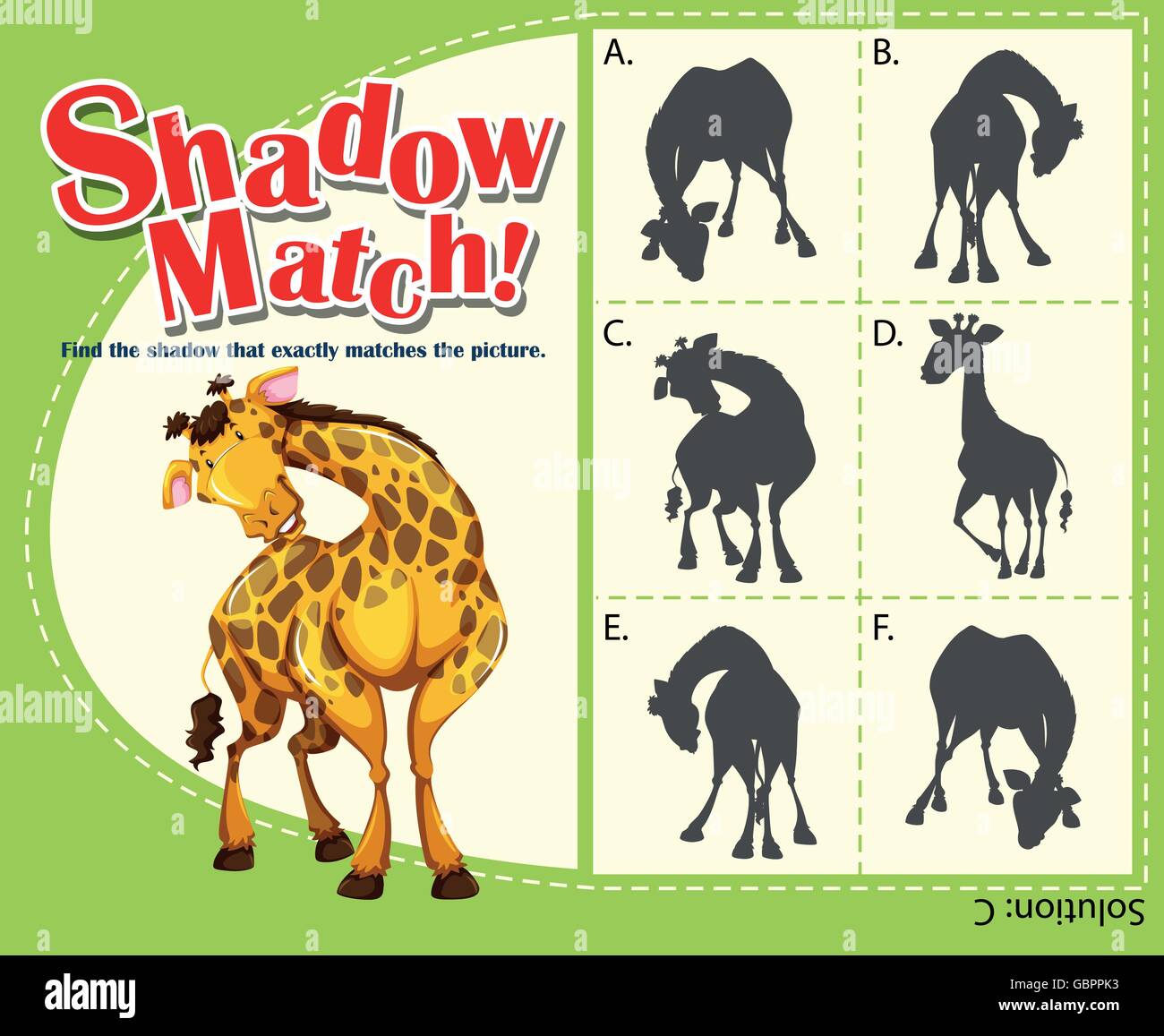 Game template with matching giraffe illustration Stock Vector Image ...