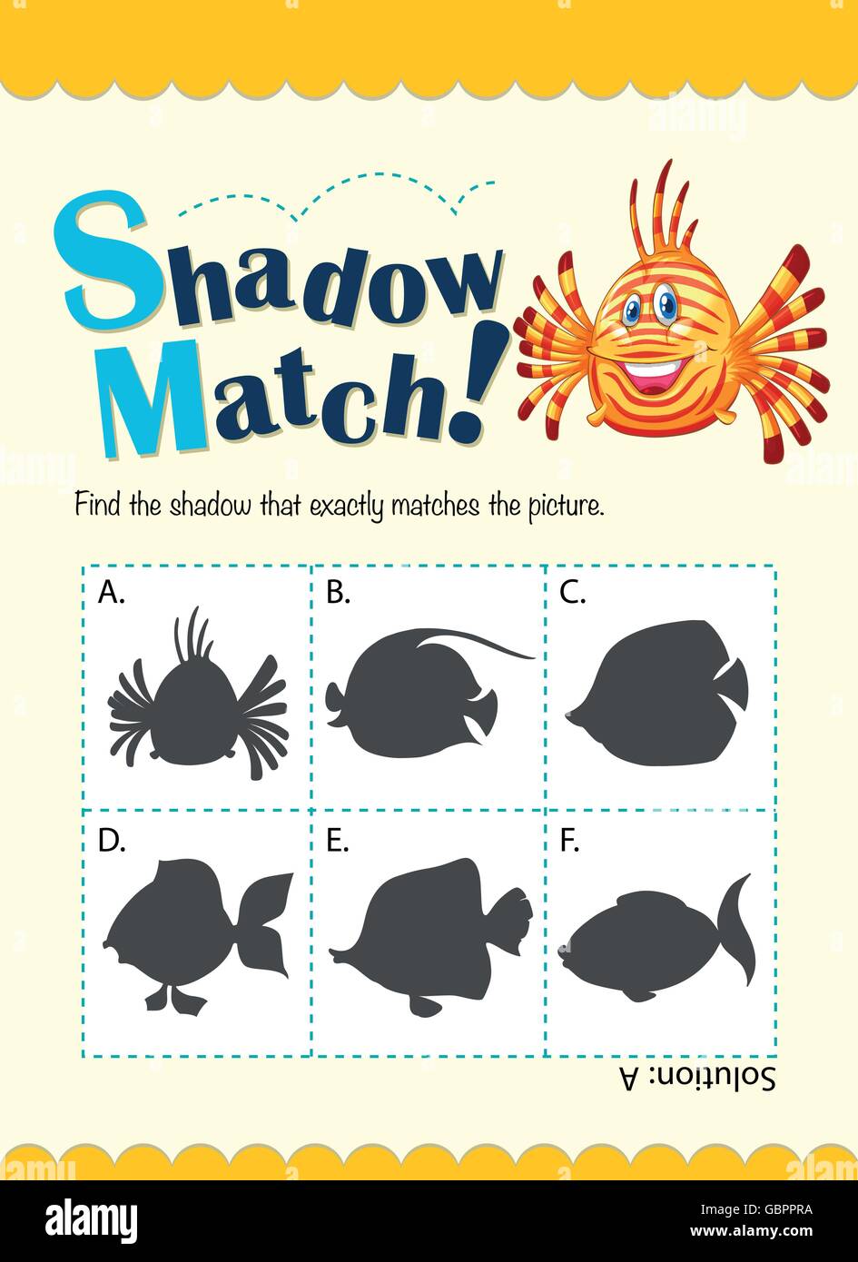 Shadow matching game with fish illustration Stock Vector Image & Art ...