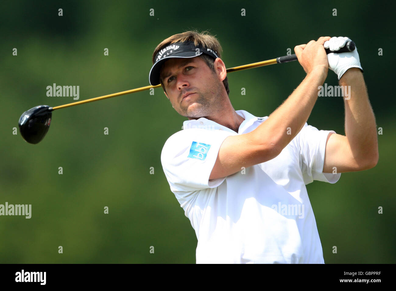 England's Robert Rock in action during round one of the Celtic Manor ...