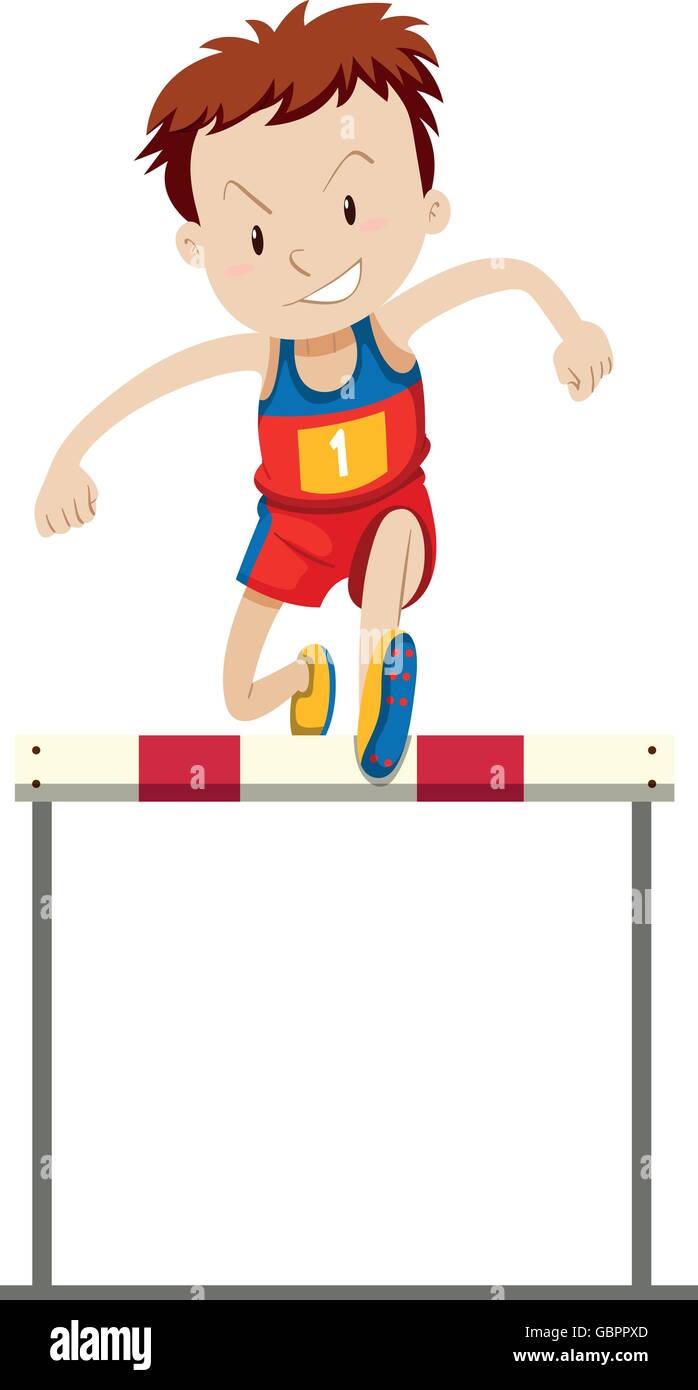 Man runner doing hurdles running illustration Stock Vector Image & Art ...