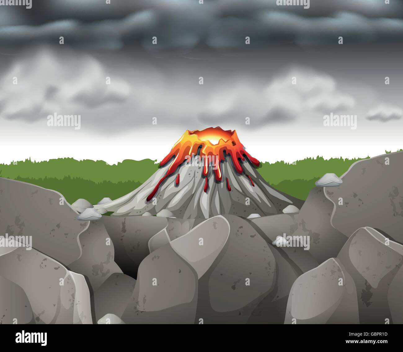 Scene volcano eruption illustration hi-res stock photography and images ...