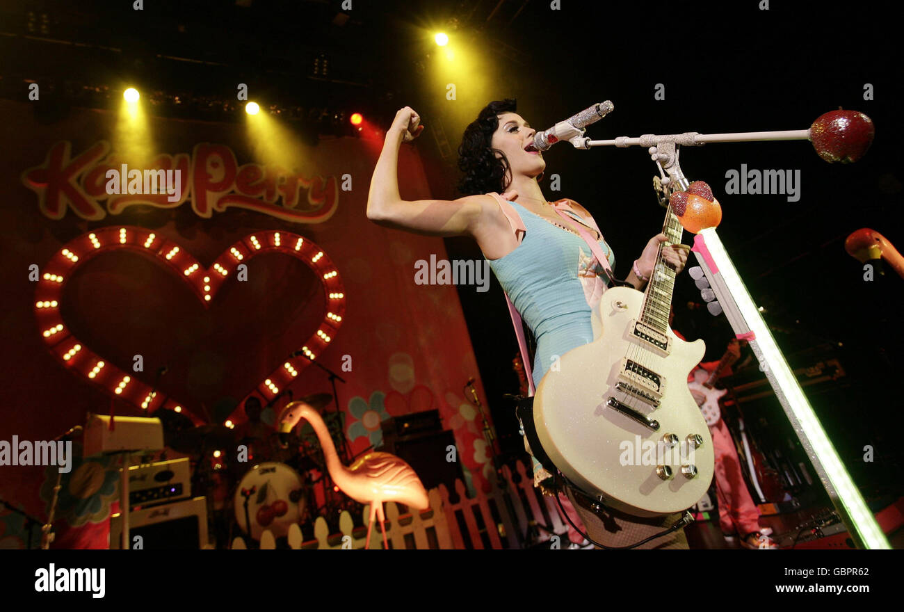 Katy perry performs on stage at the shepherds bush empire hi-res stock ...