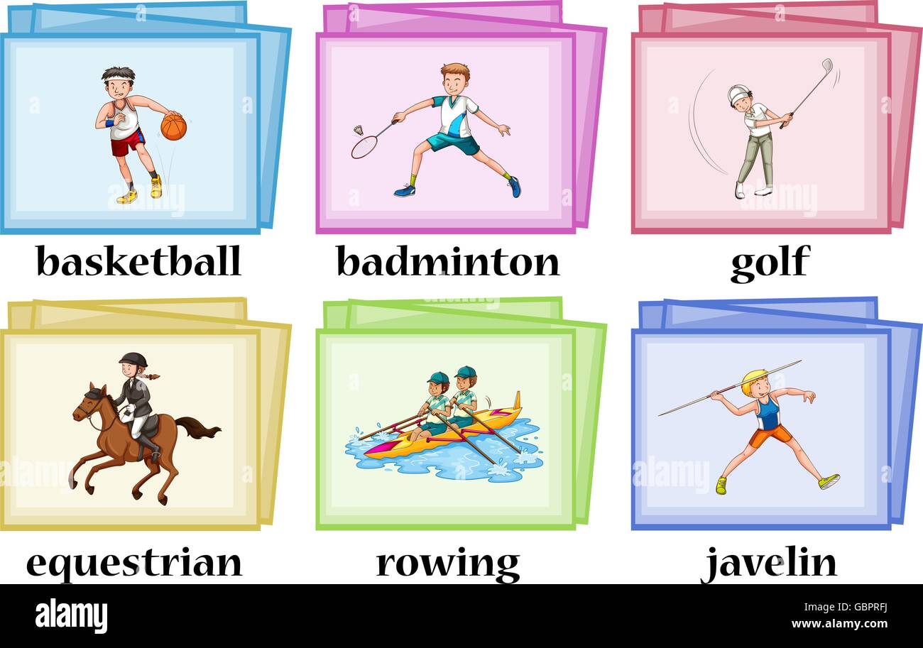 Wordcards for many sports illustration Stock Vector Image & Art - Alamy