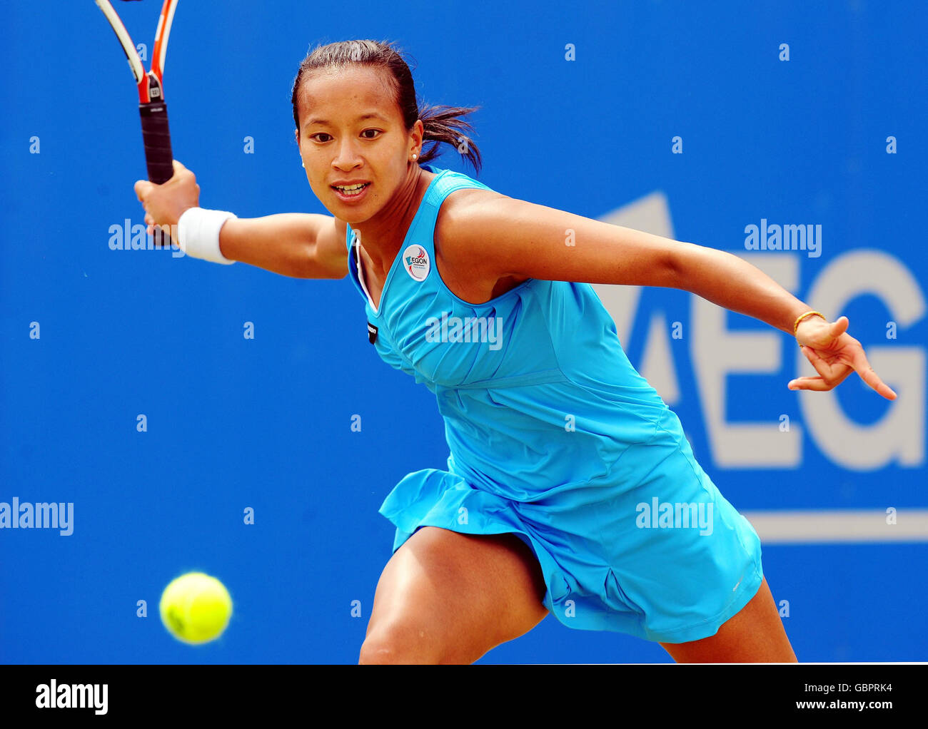 Great Britain's Anne Keothavong in action during day three of the AEGON ...