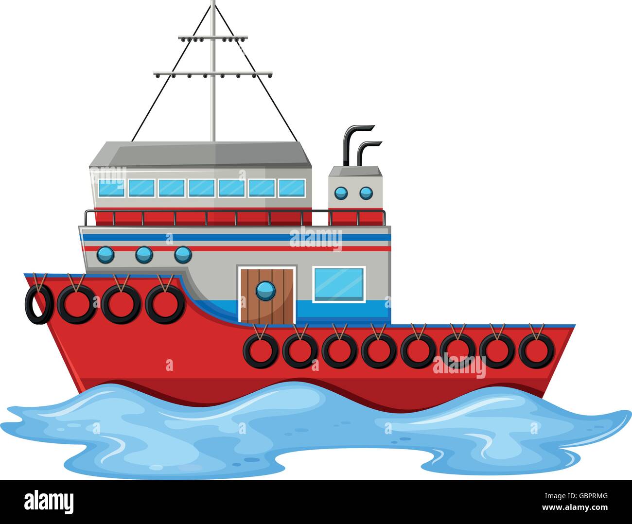 Fishing boat floating on water illustration Stock Vector Image & Art ...