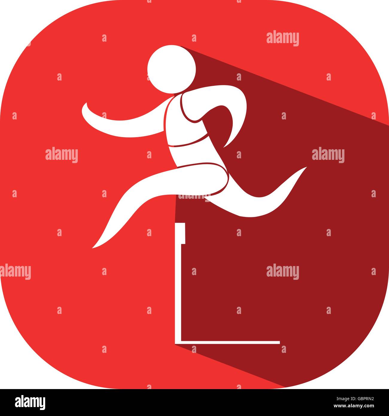 Hurdles running icon on red background illustration Stock Vector Image ...