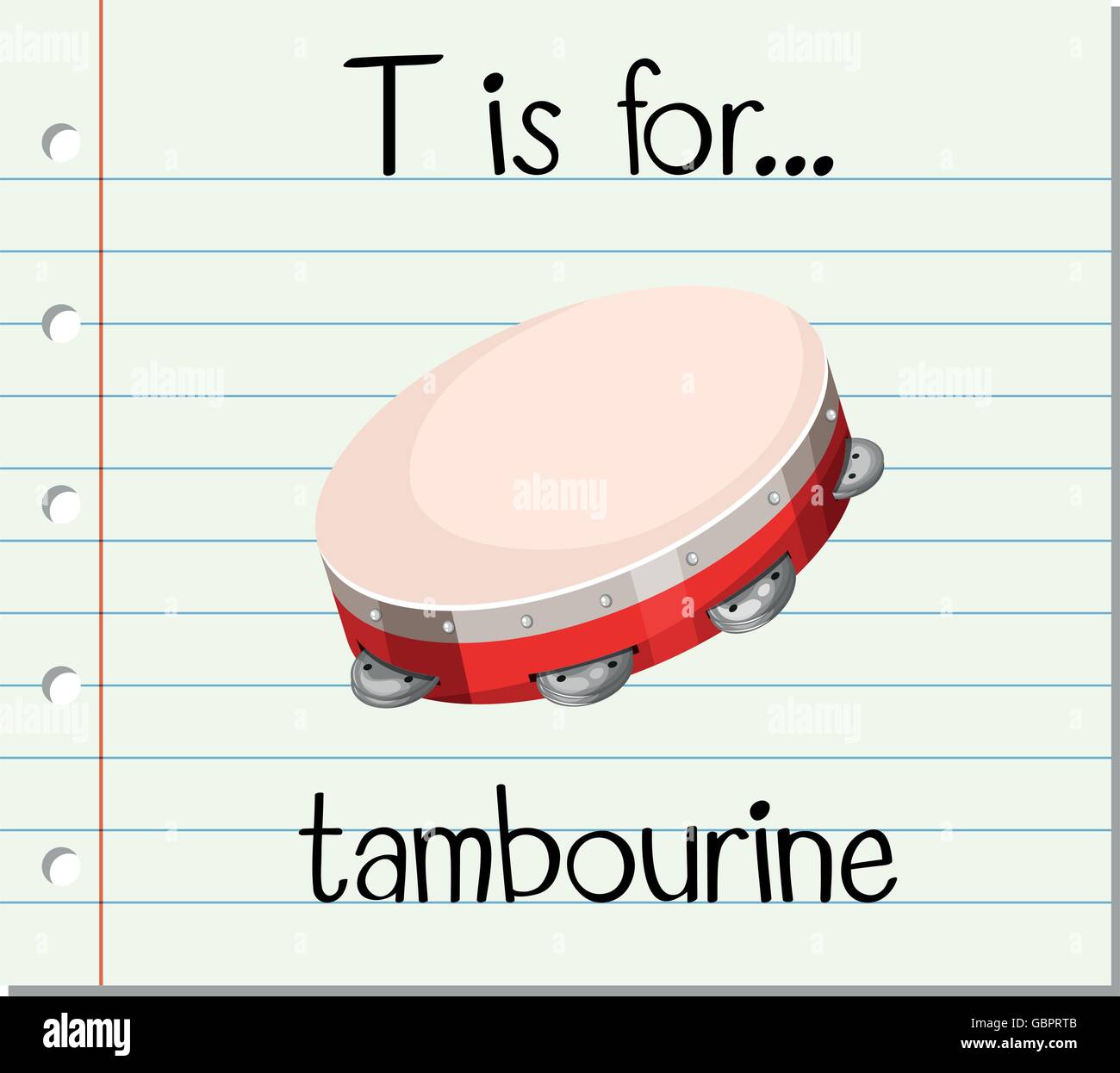 Flashcard letter T is for tambourine illustration Stock Vector Image ...