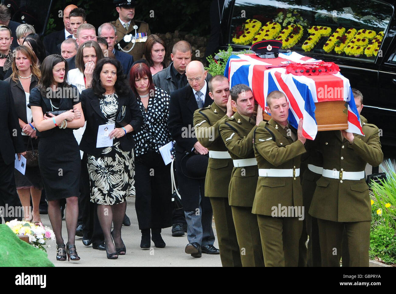 The family and friends of the killed British soldier Sapper Jordan ...