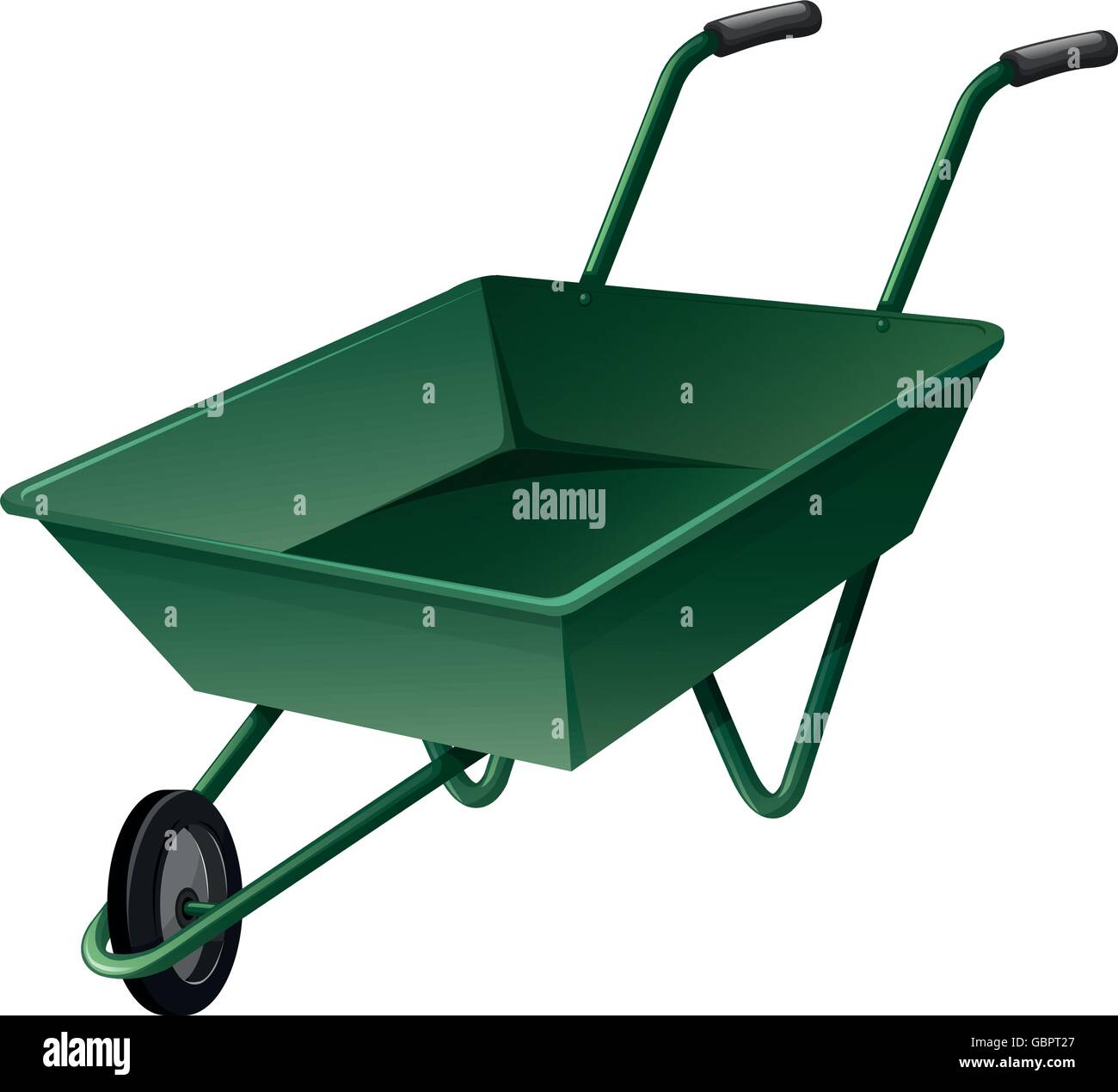 Wheelbarrow in green color illustration Stock Vector Image & Art - Alamy