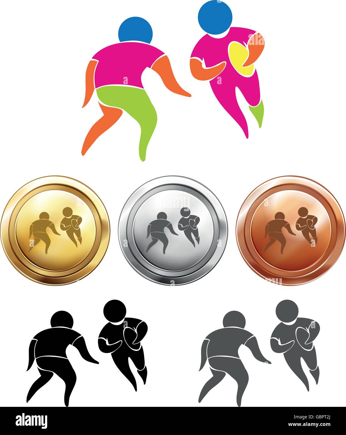 Rugby icon and sport medals illustration Stock Vector Image & Art - Alamy