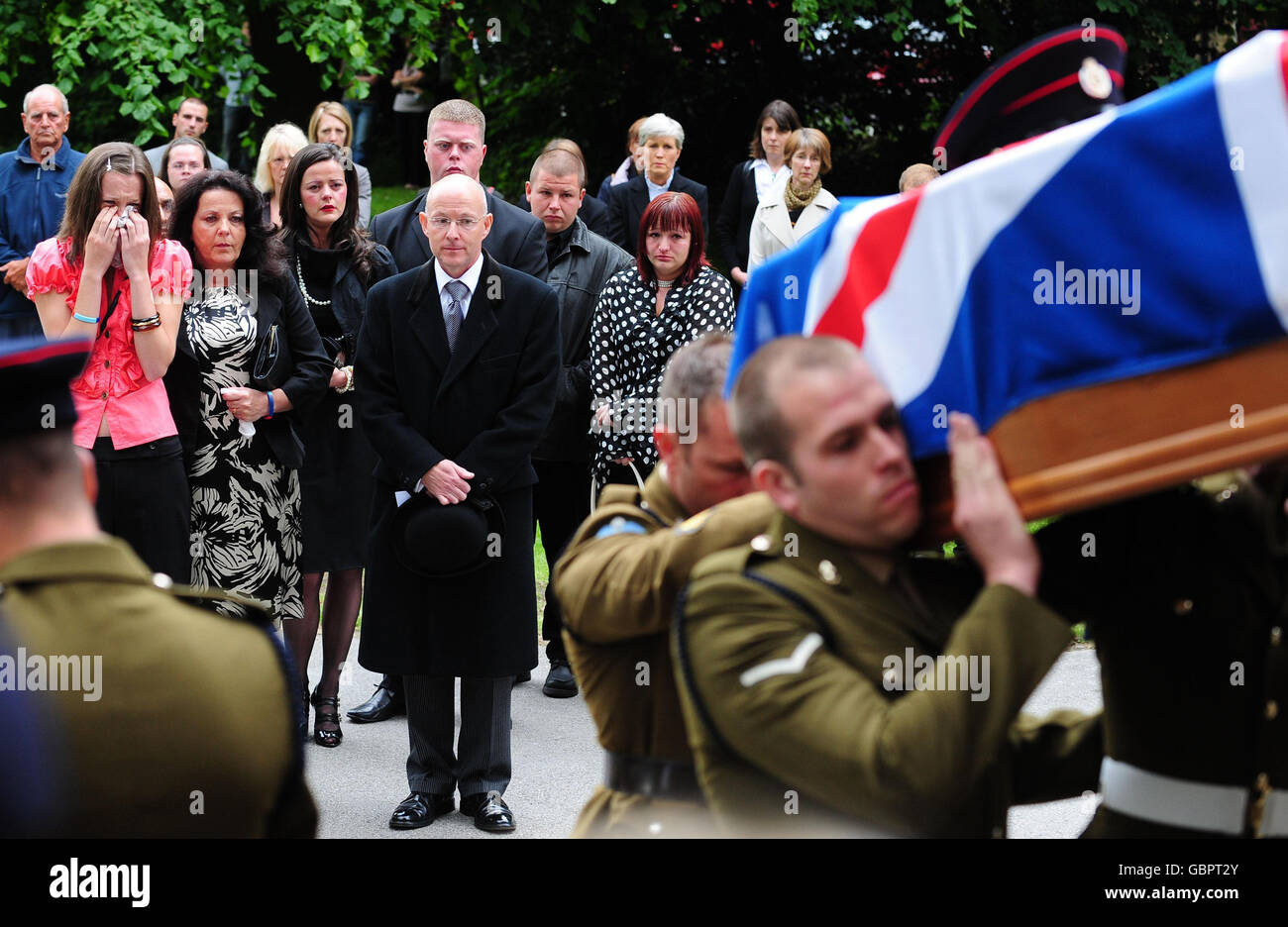The family of the killed British soldier Sapper Jordan Rossi (from left ...