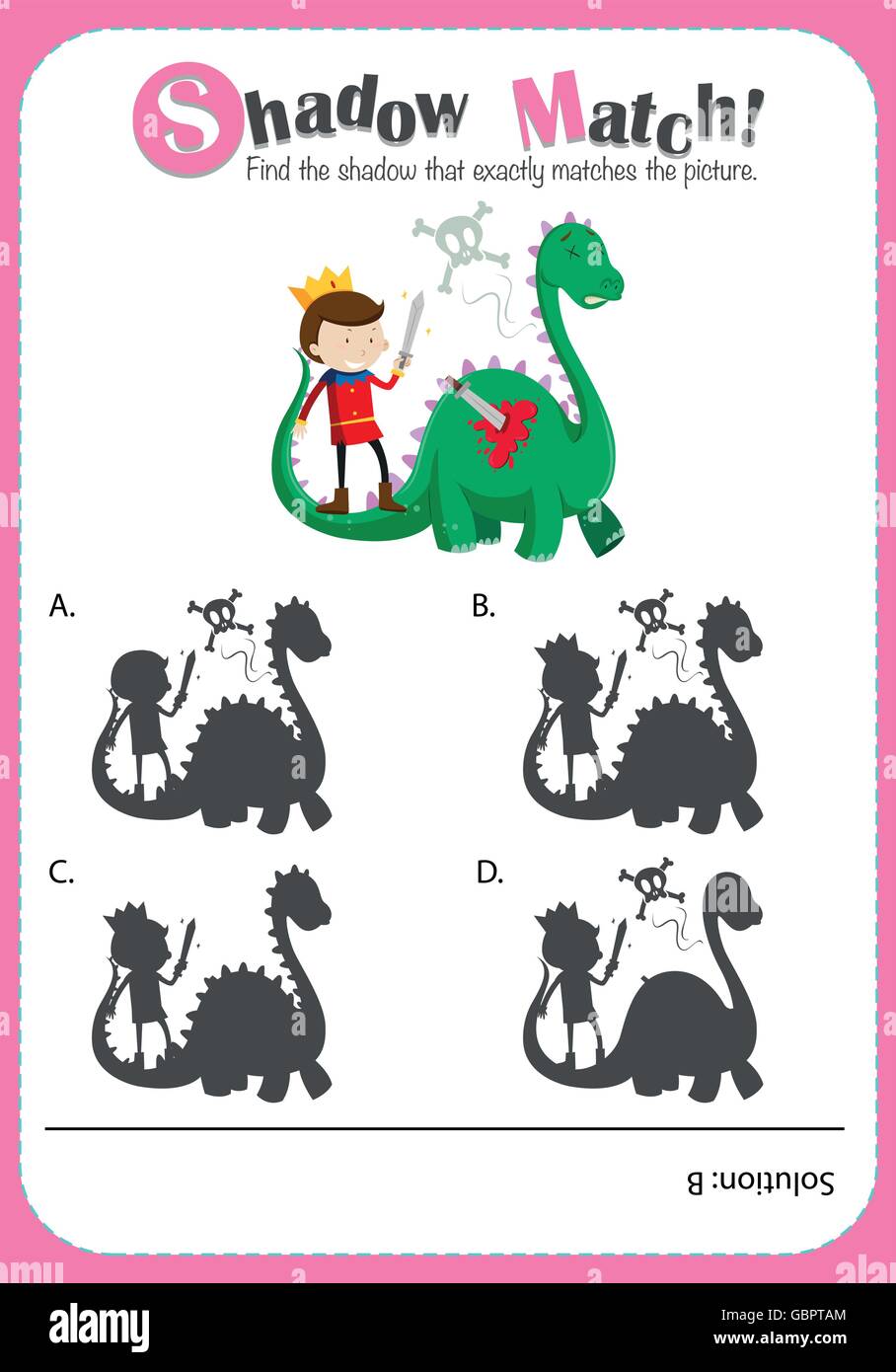 Game template with matching dragon and prince illustration Stock Vector ...