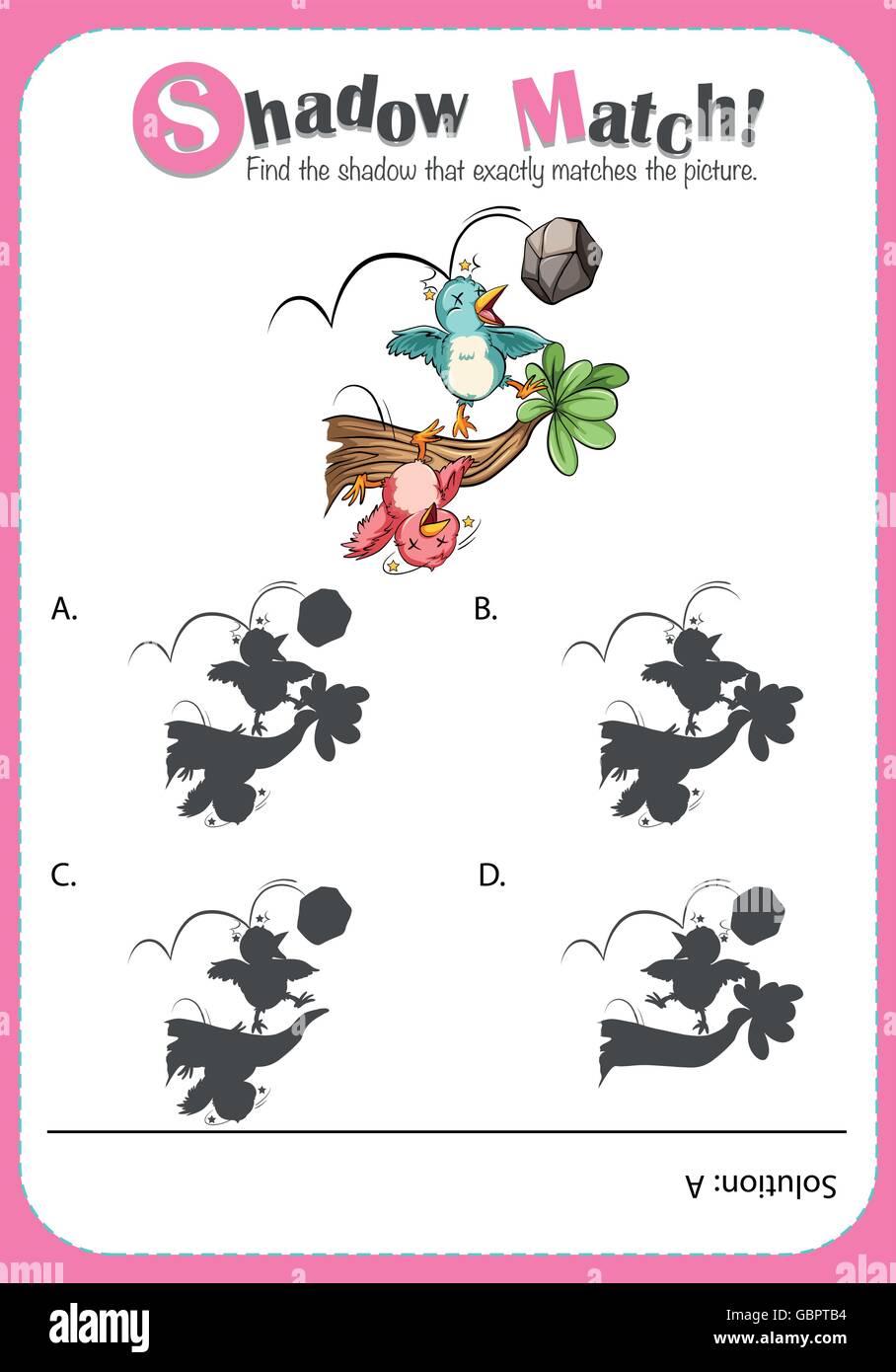 Matching game template with birds illustration Stock Vector Image & Art ...