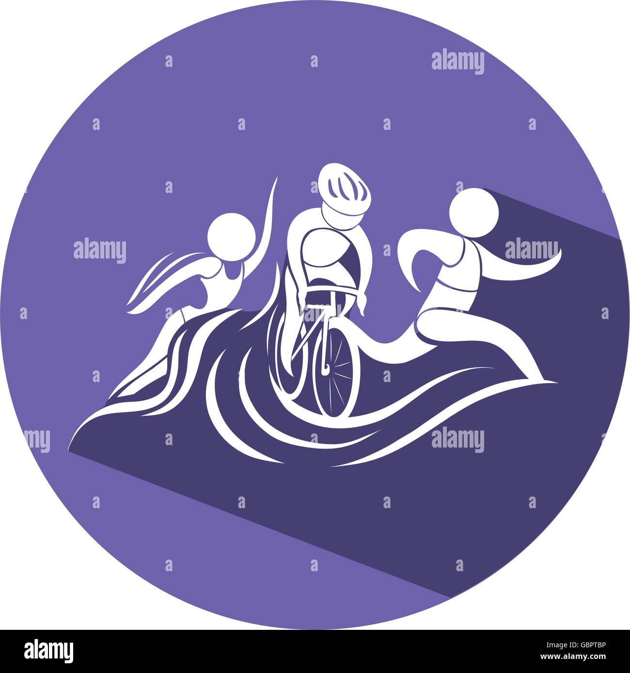 Triathlon icon on round logo illustration Stock Vector Image & Art - Alamy