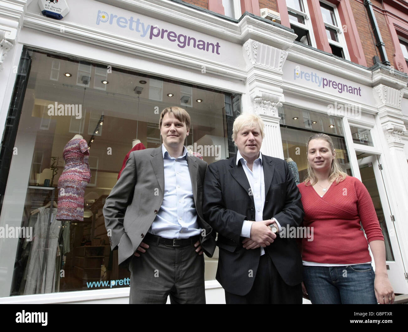 London Mayor Boris Johnson (centre) meets Evelyne Callens (right) and ...