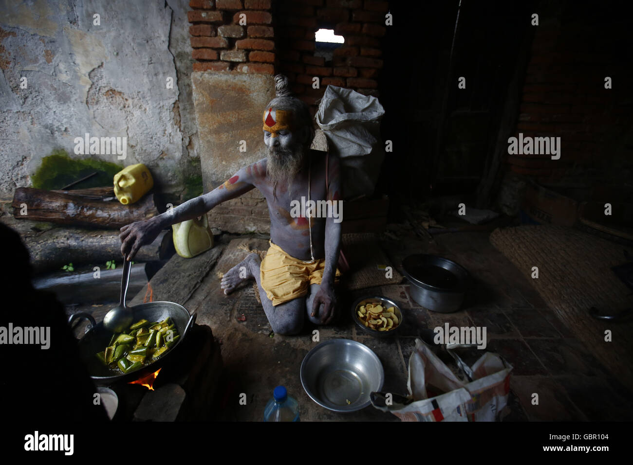 Sadhu inside ashram on holy hi-res stock photography and images - Alamy