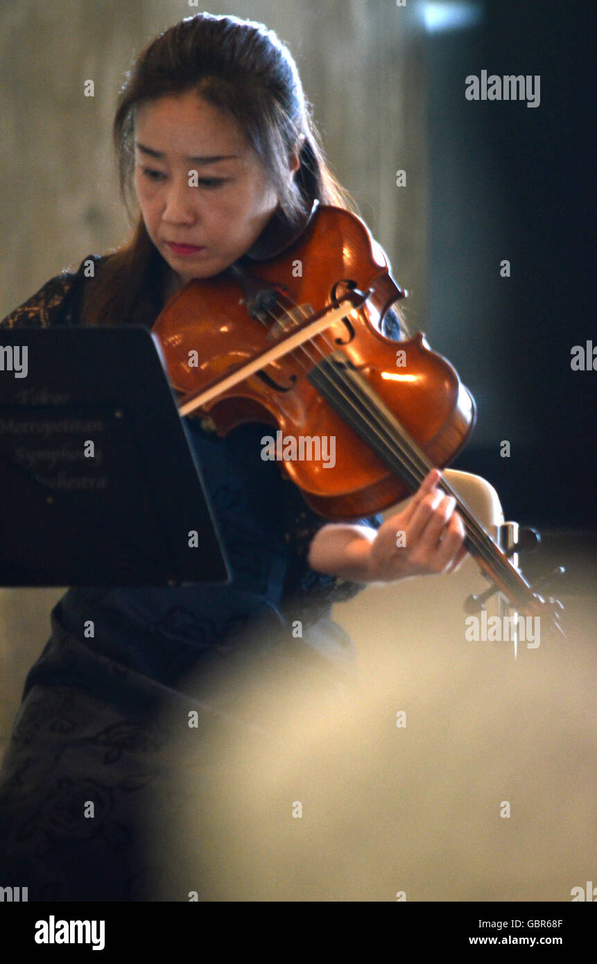 Tokyo, Japan. 8th July, 2016. Kojima Ayako of Japan play the violin as ...