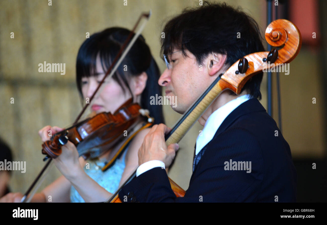 Tokyo, Japan. 8th July, 2016. Matsuoka Yohei performs clasical music ...