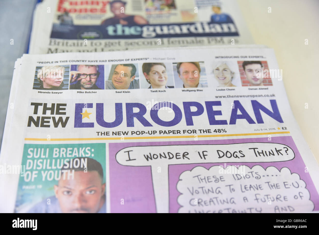London, UK. 8th July 2016. The New European a pop up newspaper aimed to ...