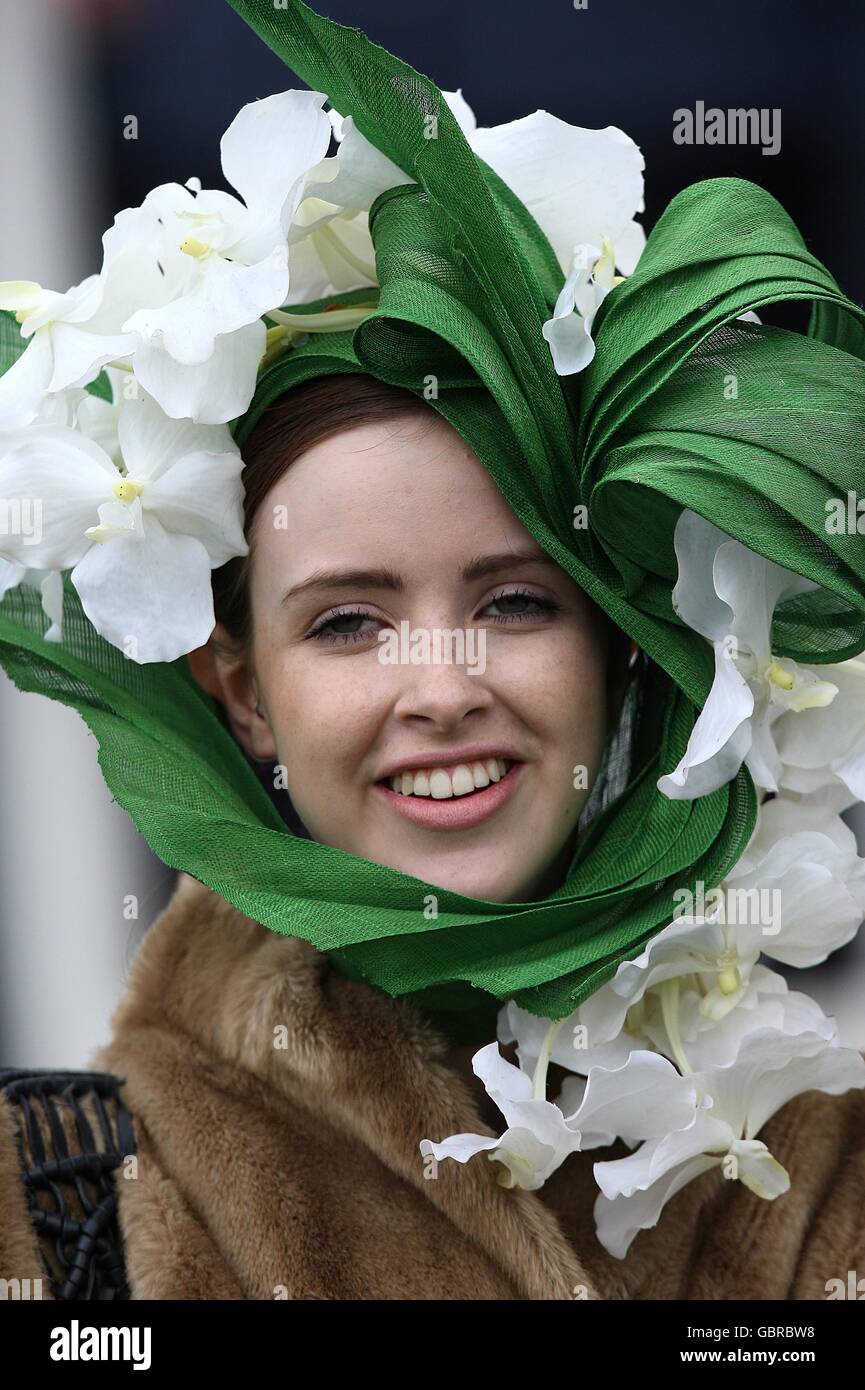 A racegoer on ladies day at epsom downs racecourse hi-res stock ...