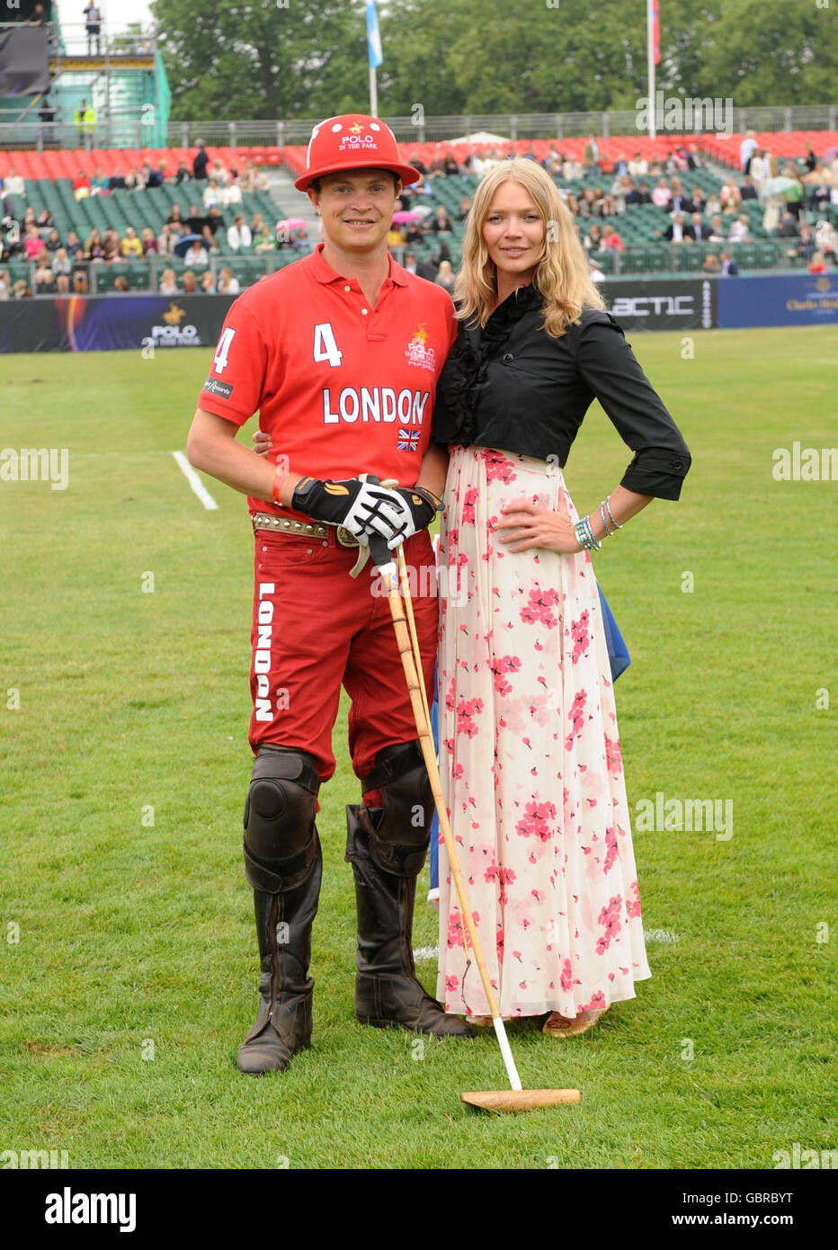 Jack Kidd (left) with Jodie Kidd during Polo in the Park at the ...