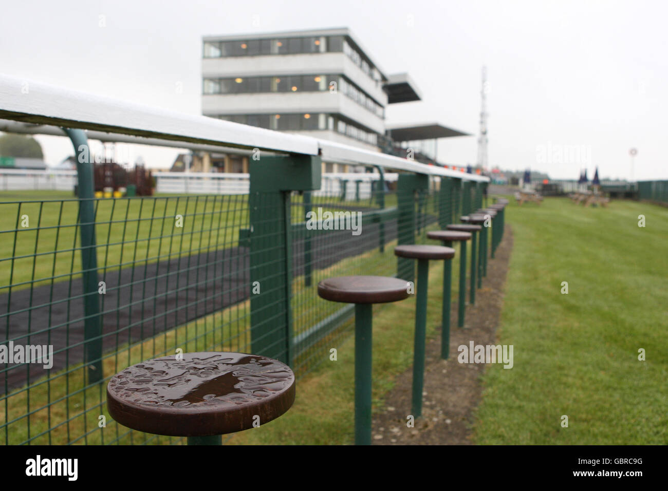 Horse Racing - Bath Racecourse. A general view of the adverse weather ...