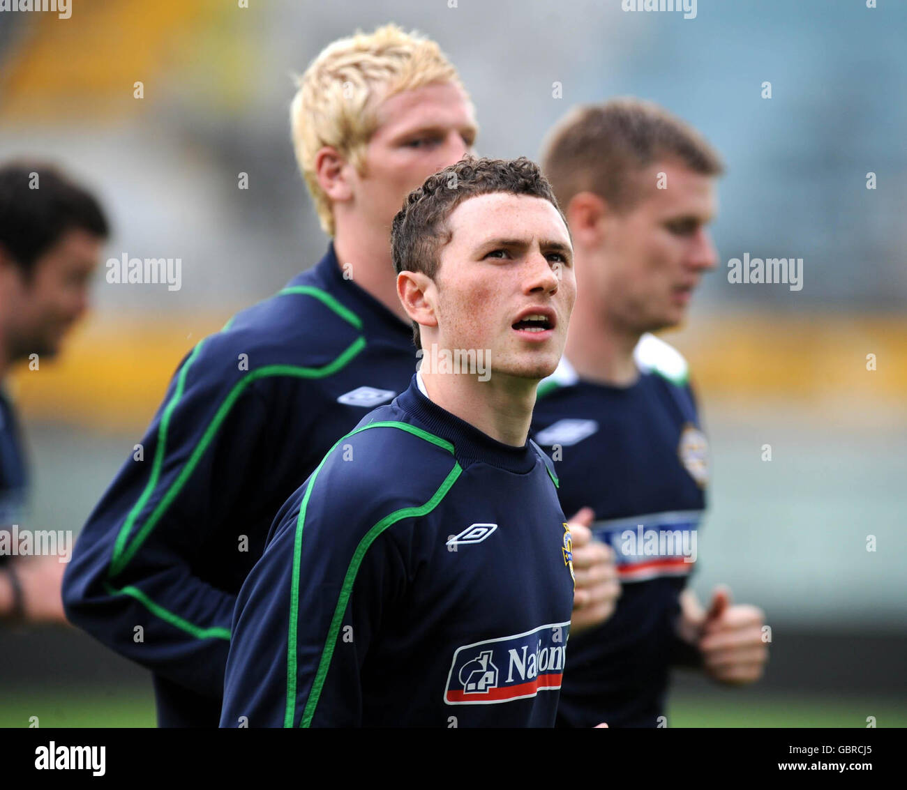Northern irelands corry evans training session arena garibaldi stadium hi-res stock photography ...