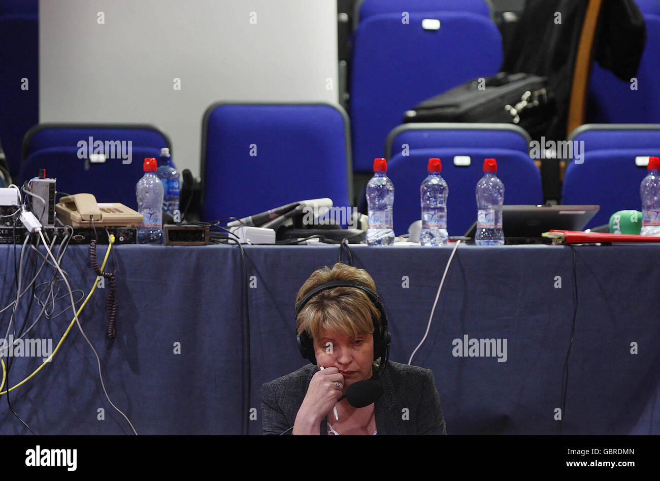 Tanaiste Mary Coughlan TD waiting on her own to be interviewed by radio ...