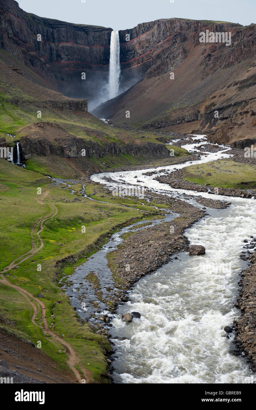 Waterfall, Hengifoss, Iceland Stock Photo - Alamy