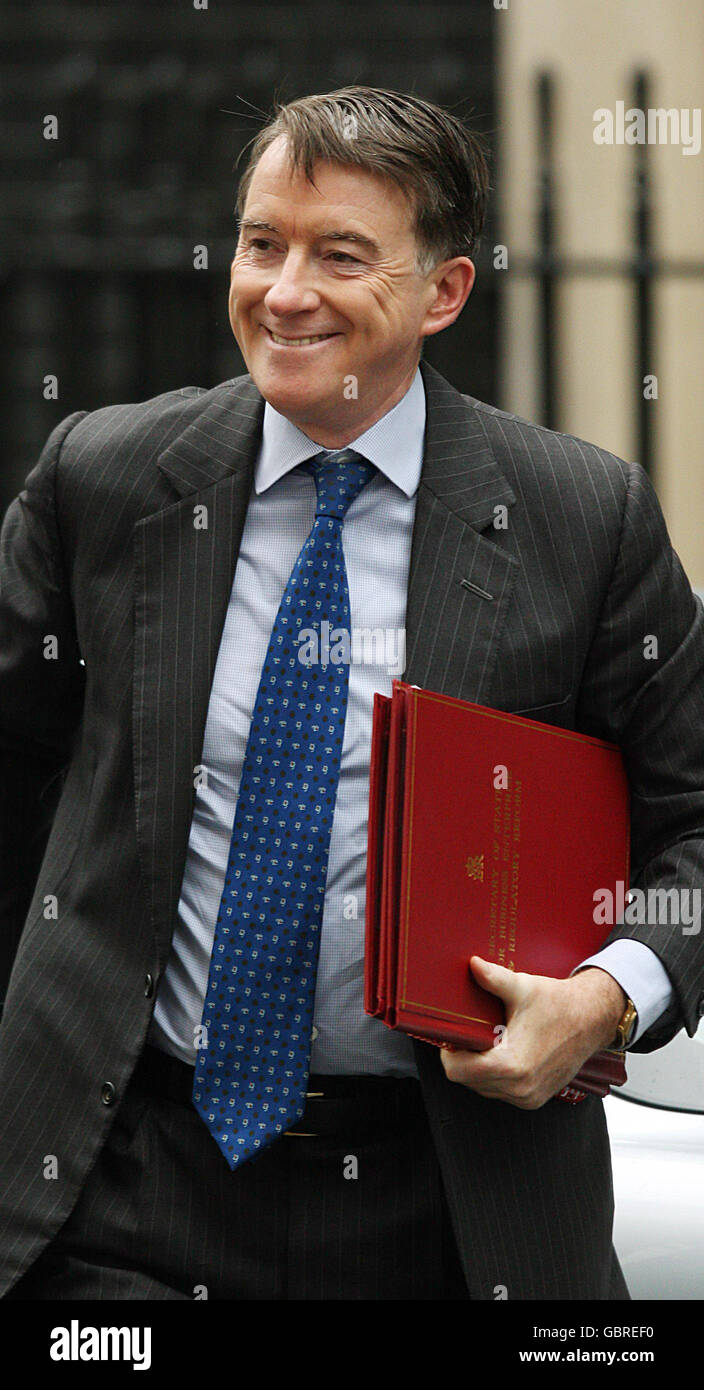 Lord Mandelson arrives in Downing Street to attend the first Cabinet ...