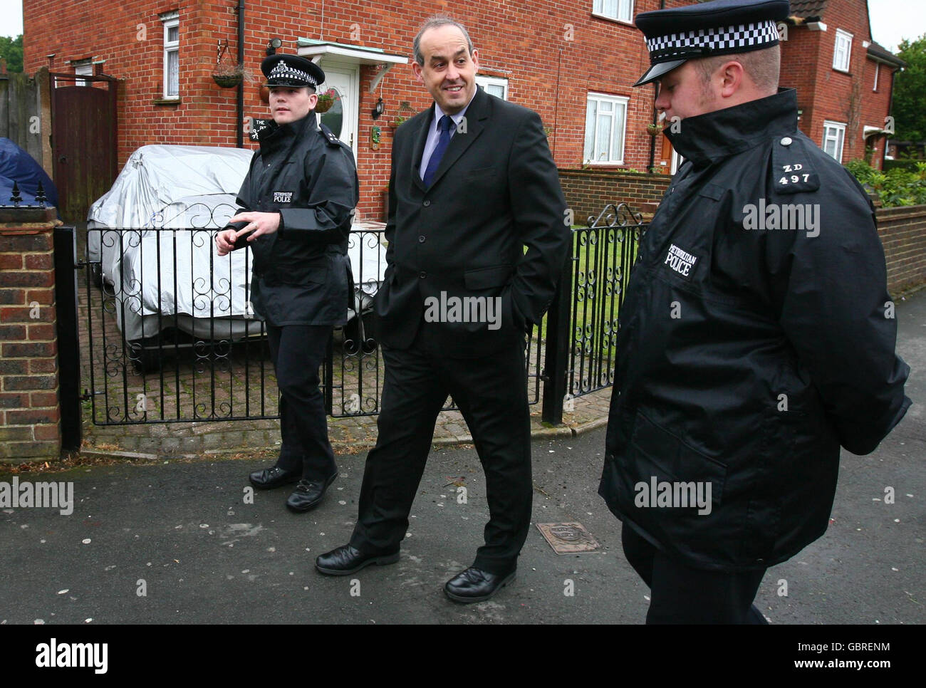 David Hanson, the new Minister for Policing, talks to police constables ...